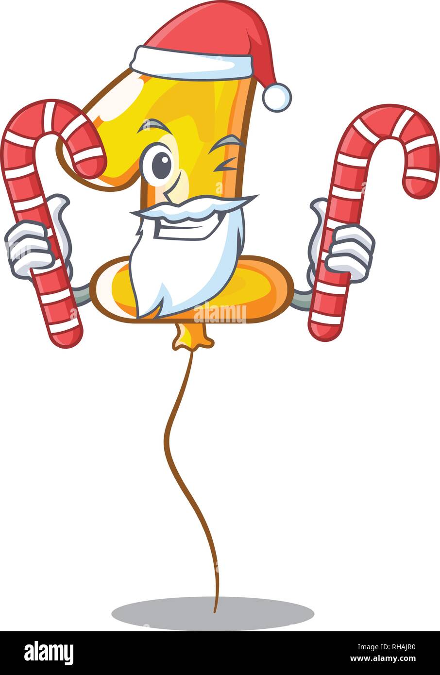 Santa with candy number one balloon stickto cartoon door Stock Vector ...