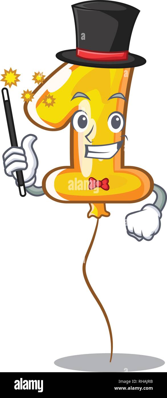 Magician number one balloon stickto cartoon door Stock Vector Image ...