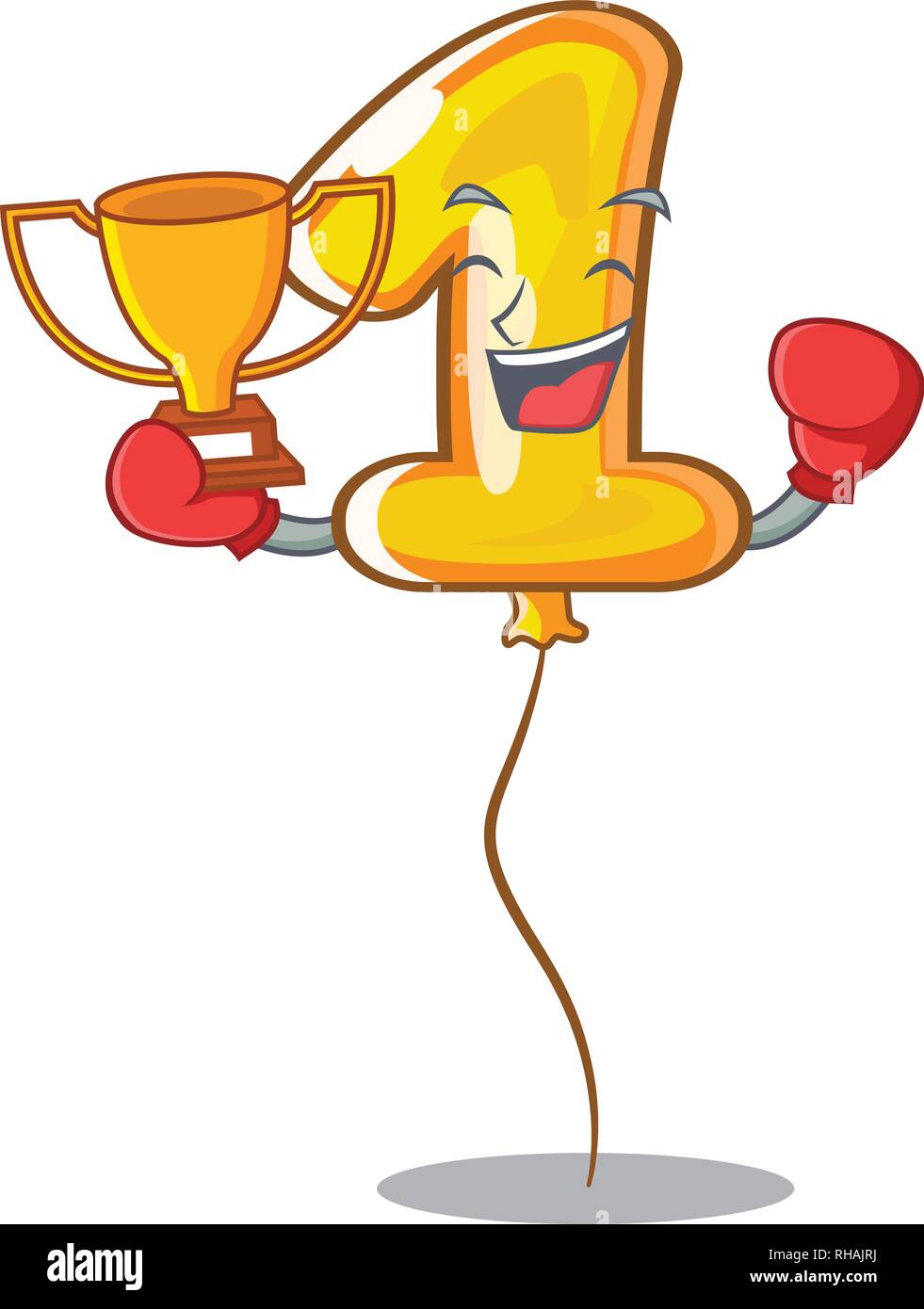 Boxing winner number one balloon stickto cartoon door Stock Vector ...