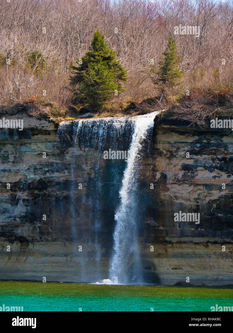 Cliff Waterfall, Pictured Rocks National Lakeshore, Munising, Michigan ...