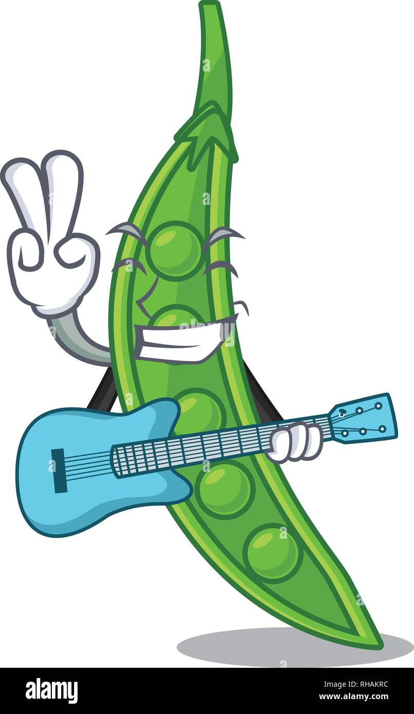 With guitar snow pea in a cartoon basket Stock Vector Image & Art - Alamy