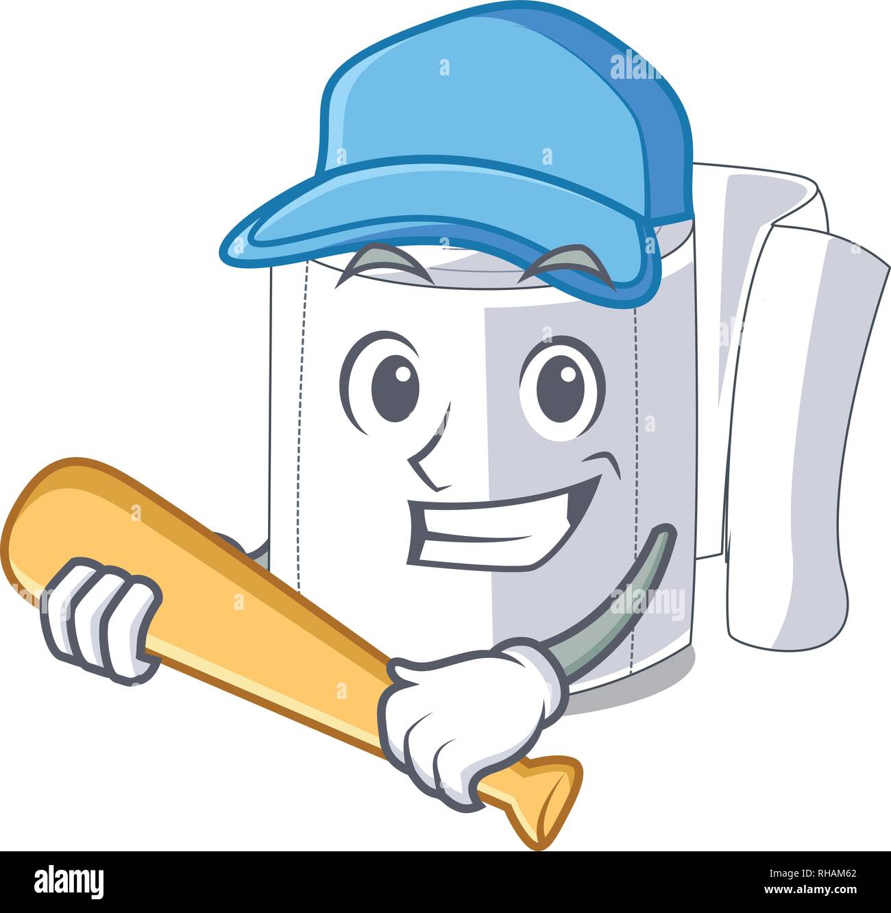Playing baseball cartoon toilet paper in the bathroom Stock Vector ...