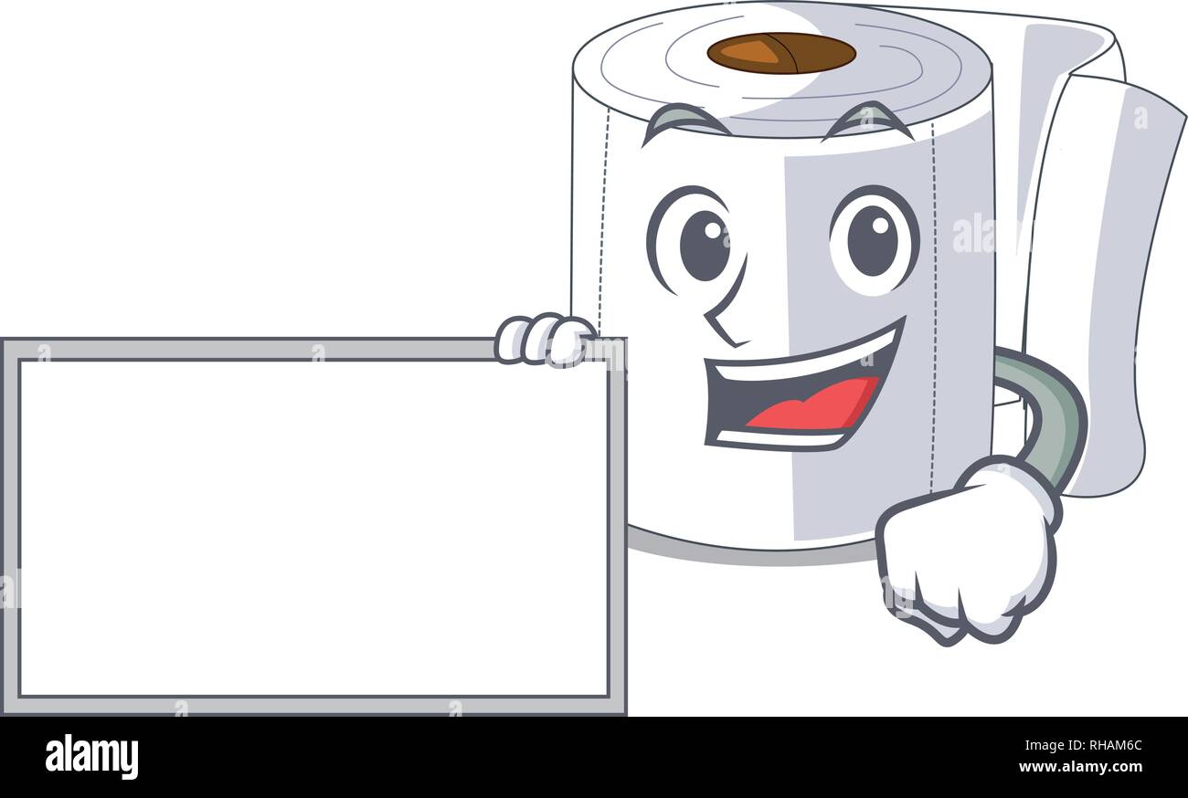 With board cartoon toilet paper in the bathroom Stock Vector Image ...