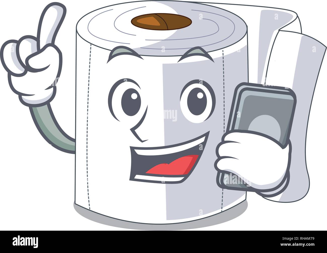 With phone cartoon toilet paper in the bathroom Stock Vector Image ...