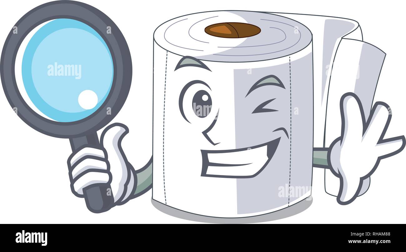 Detective character toilet paper rolled on wall Stock Vector Image ...