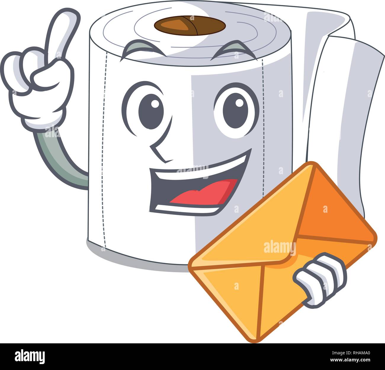 With envelope character toilet paper rolled on wall Stock Vector Image ...
