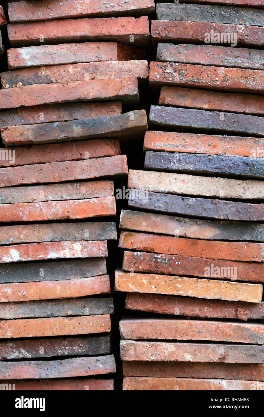 Background of old clay tiles in a pile Stock Photo - Alamy