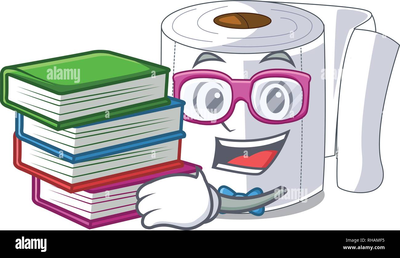 Student with book toilet paper isolated with the cartoons Stock Vector ...