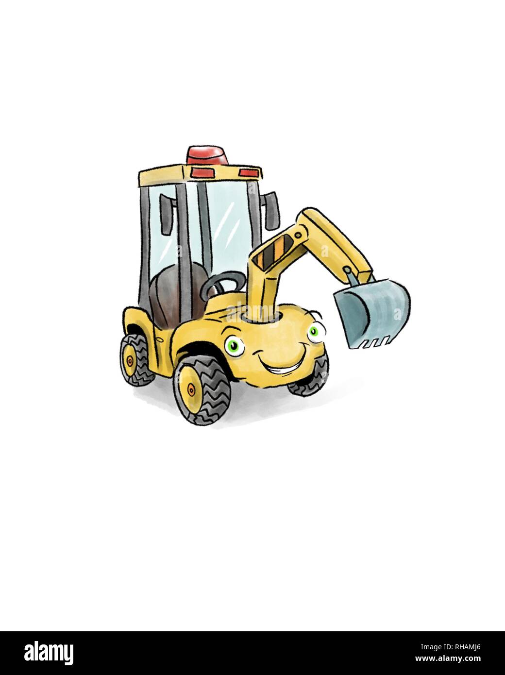 Illustration of a yellow cartoon digger in situation by Matt Corrigan ...