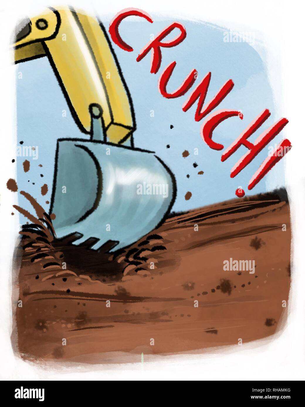 Illustration of a yellow cartoon digger in situation by Matt Corrigan ...
