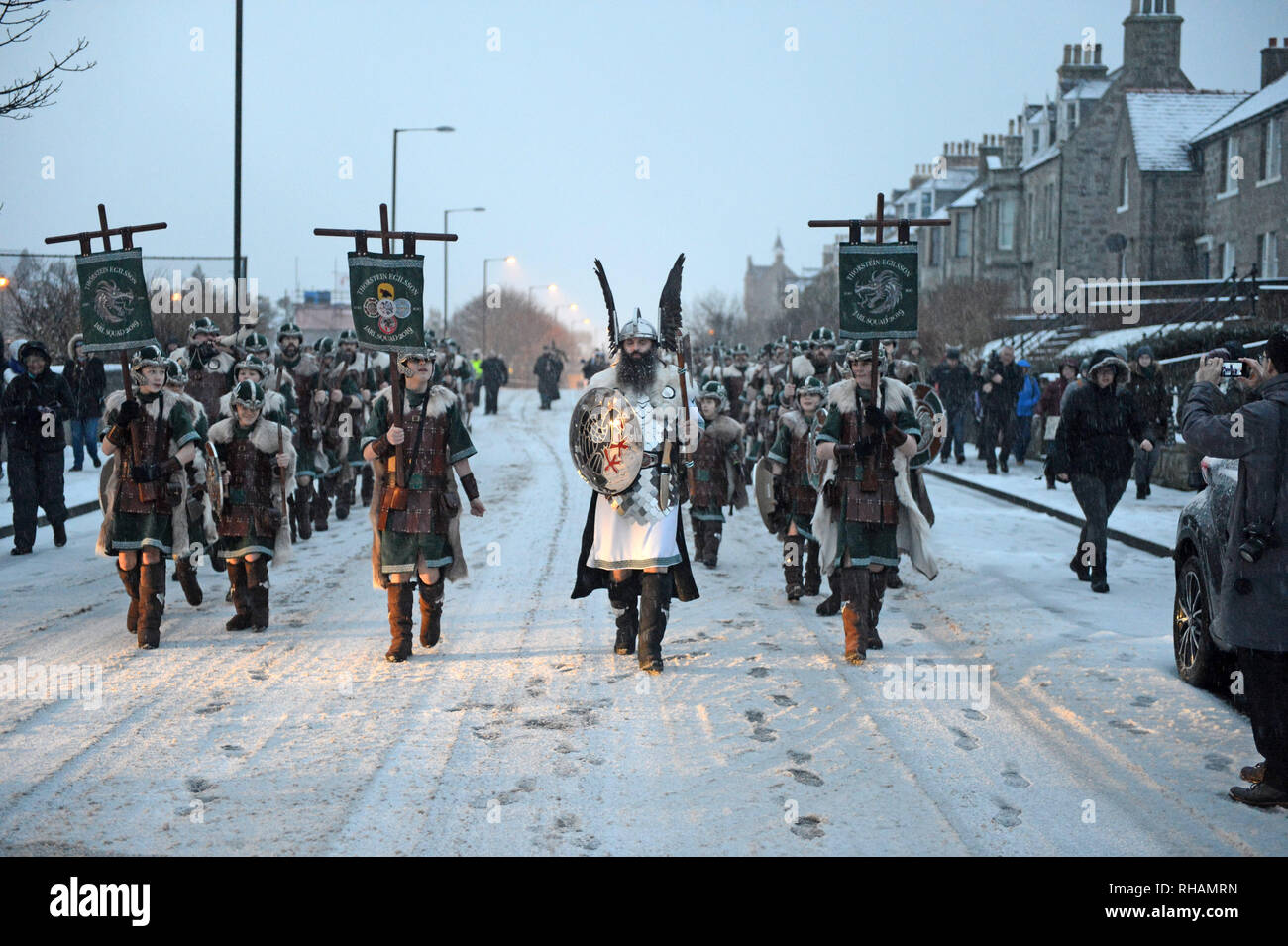 The 2019 Up Helly Aa fire festival held in Lerwick Shetland in January ...