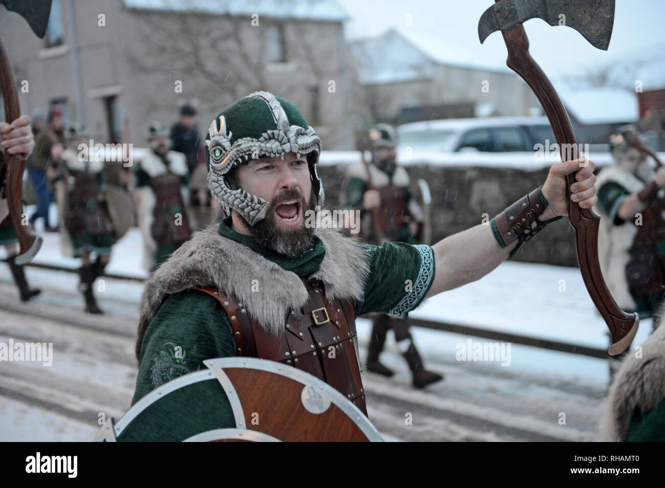 The 2019 Up Helly Aa fire festival held in Lerwick Shetland in January ...
