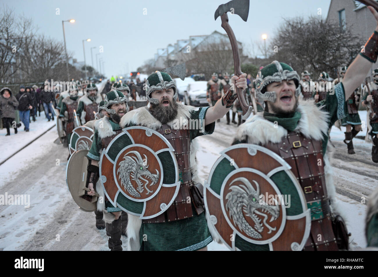 The 2019 Up Helly Aa fire festival held in Lerwick Shetland in January ...