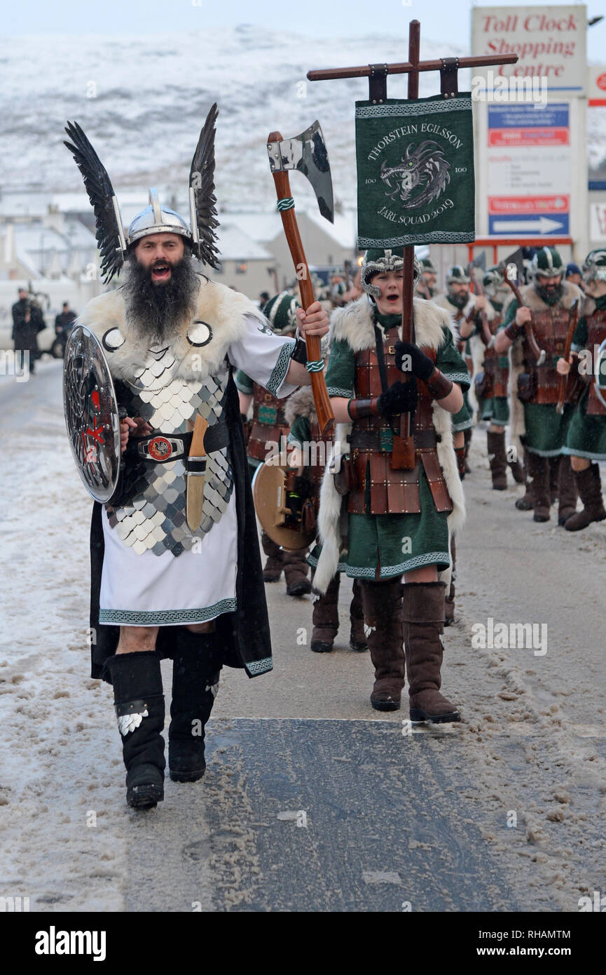 The 2019 Up Helly Aa fire festival held in Lerwick Shetland in January ...