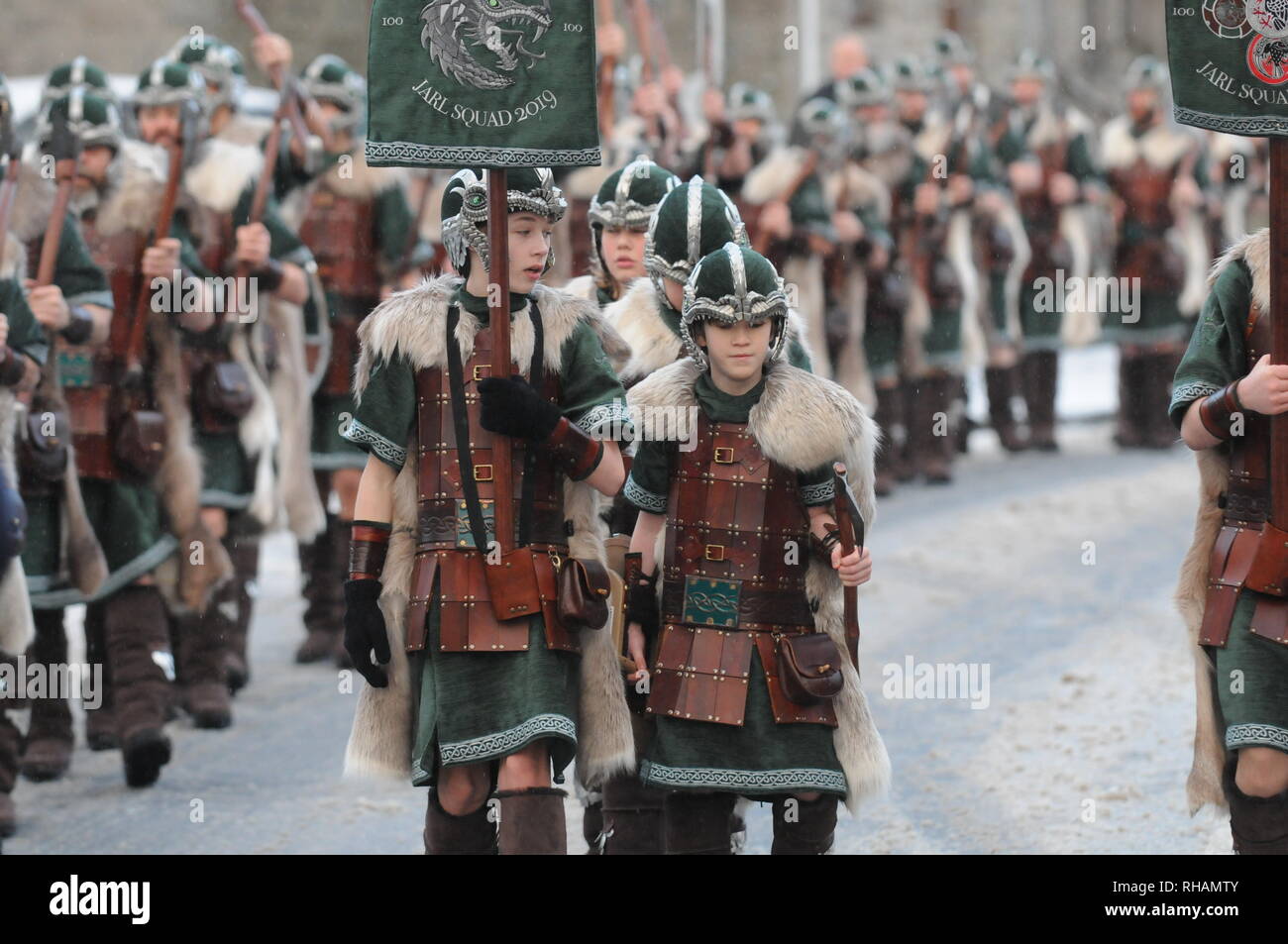 The 2019 Up Helly Aa fire festival held in Lerwick Shetland in January ...