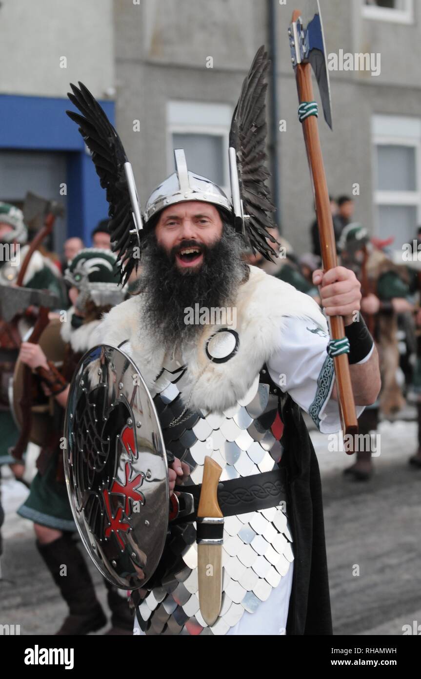 The 2019 Up Helly Aa fire festival held in Lerwick Shetland in January ...