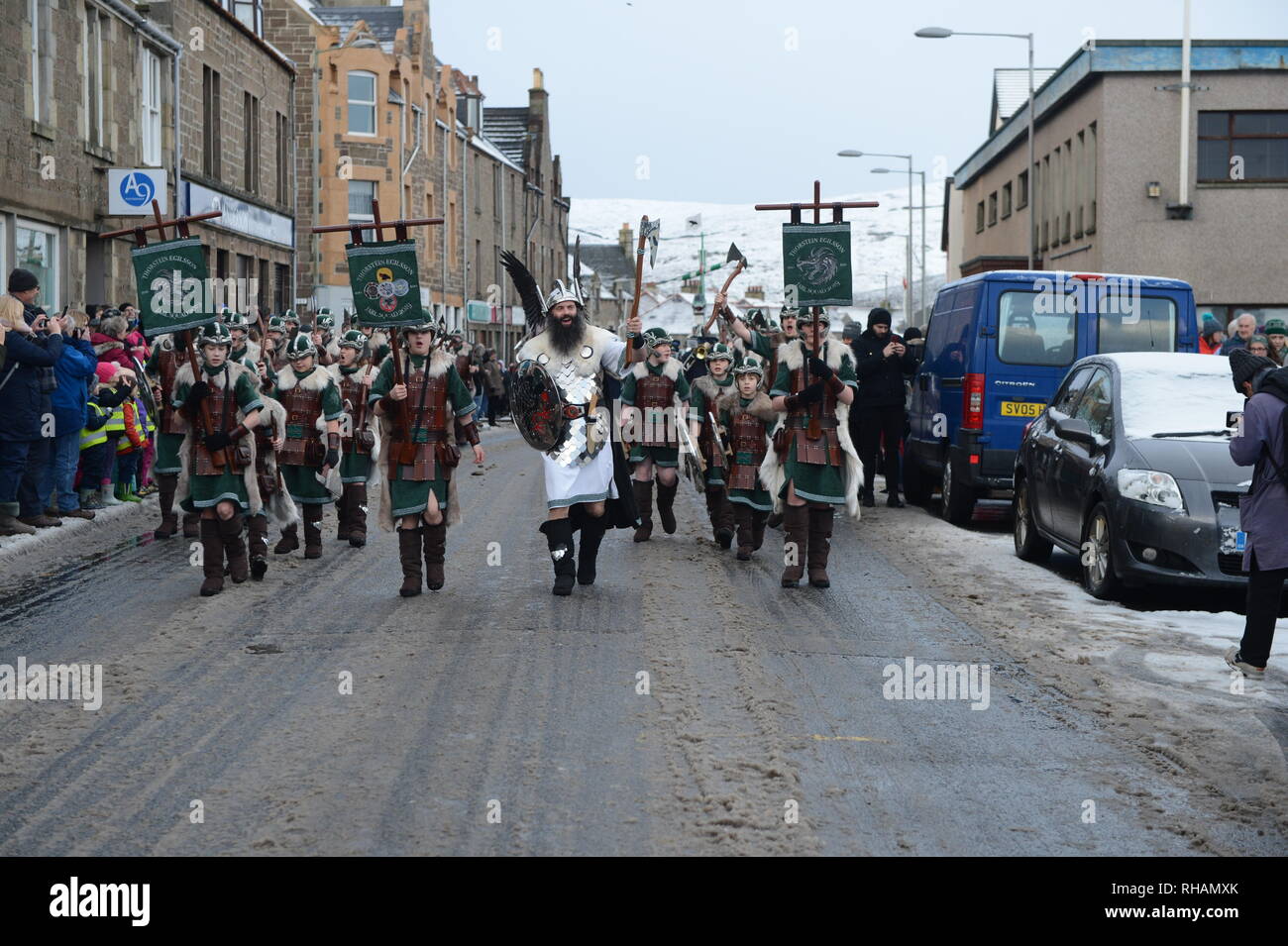 The 2019 Up Helly Aa fire festival held in Lerwick Shetland in January ...