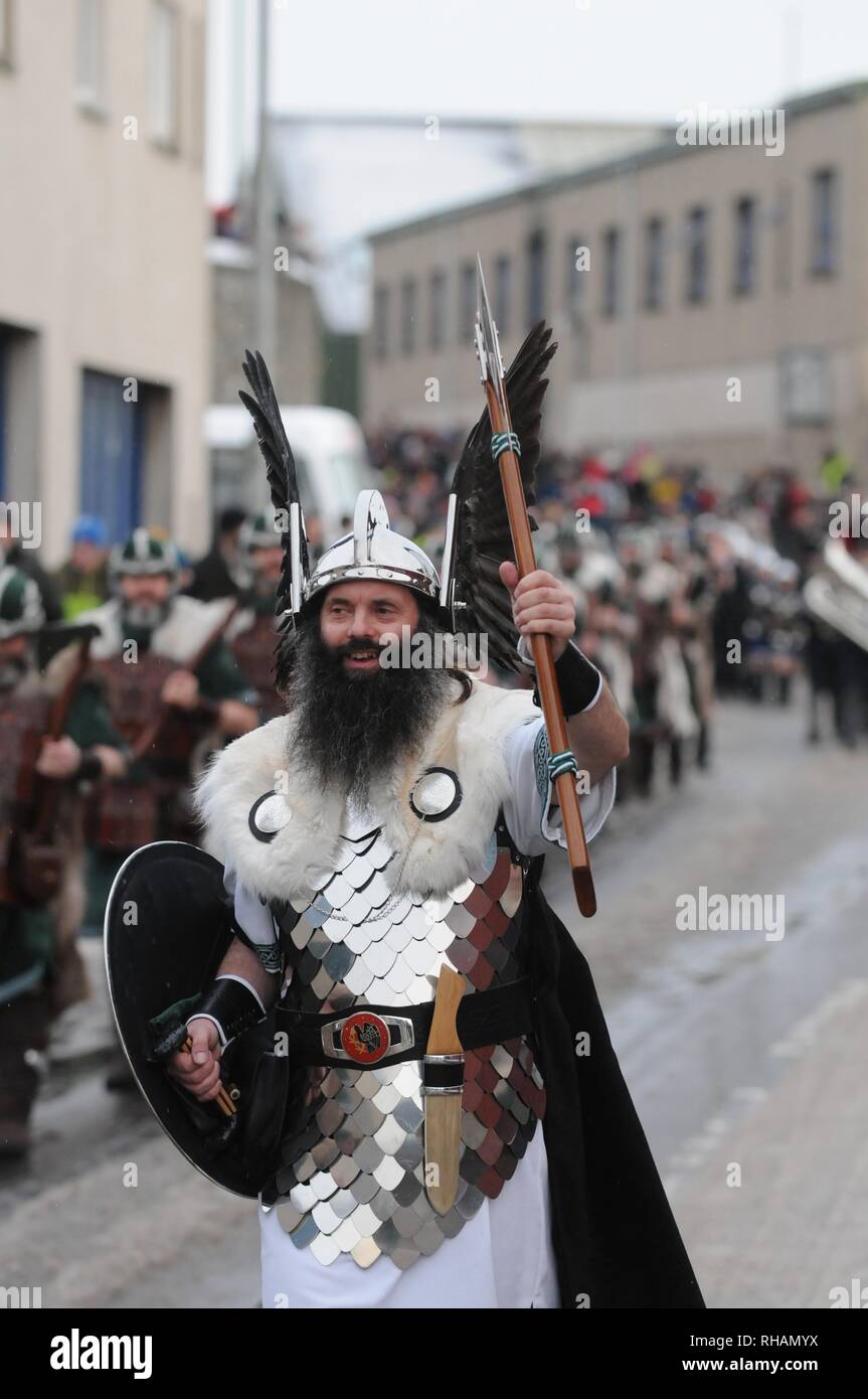 The 2019 Up Helly Aa fire festival held in Lerwick Shetland in January ...