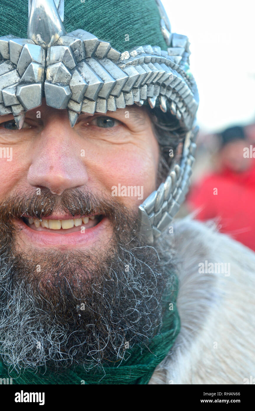 The 2019 Up Helly Aa fire festival held in Lerwick Shetland in January every year led by the ...
