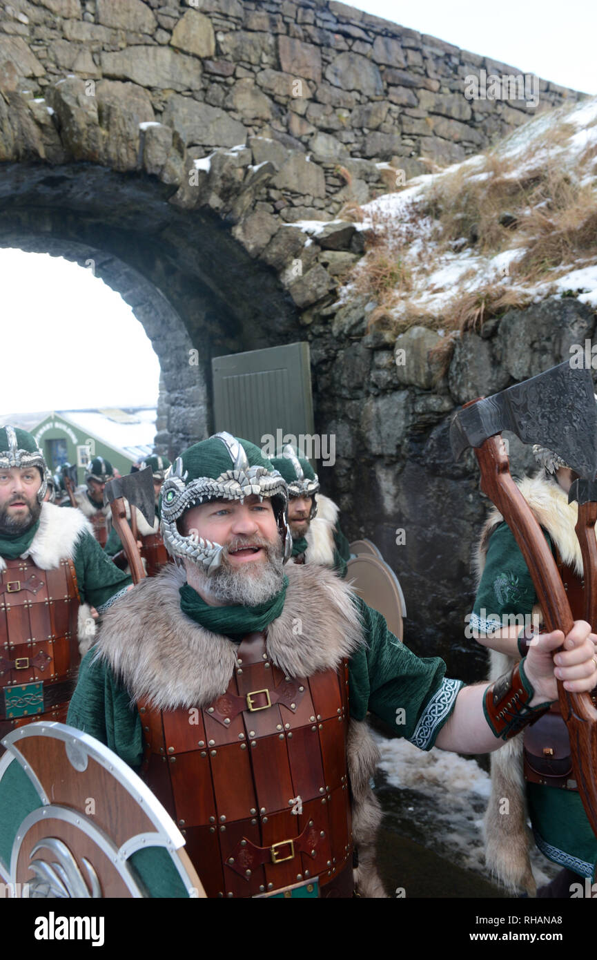 The 2019 Up Helly Aa fire festival held in Lerwick Shetland in January ...