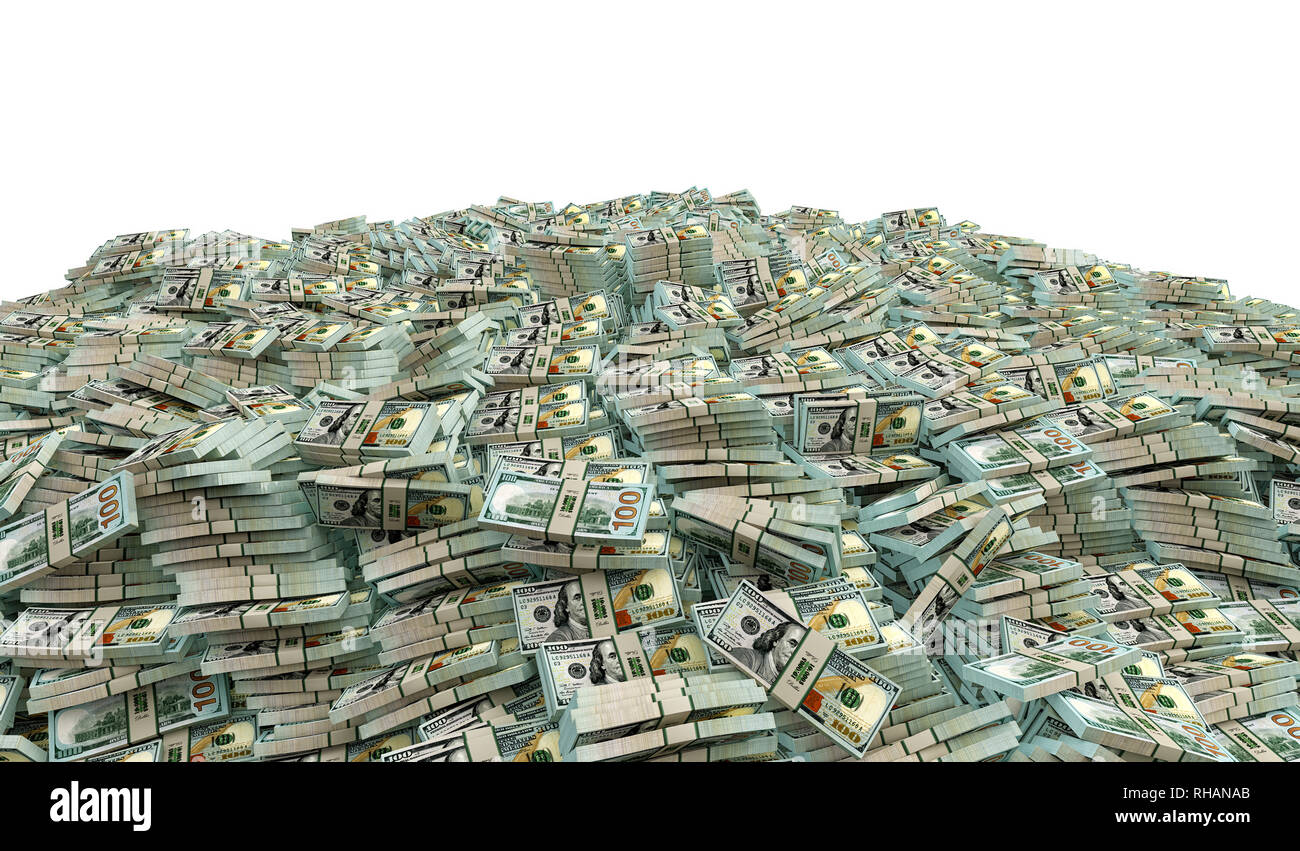 Millions of Dollars - Pile of new 100 Dollar Bills - 3D Rendering Stock ...
