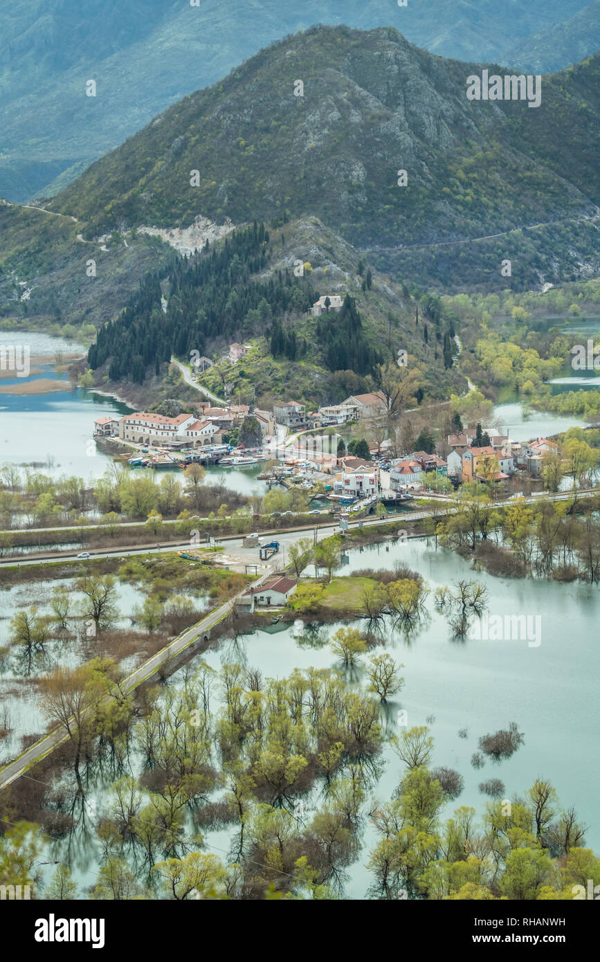 Virpazar, Montenegro - April 2018 : Buildings in small Virpazar town ...