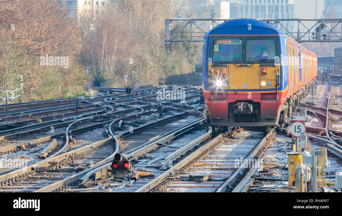 31st January 2019; Clapham Junction, London, UK; Train Approaching ...