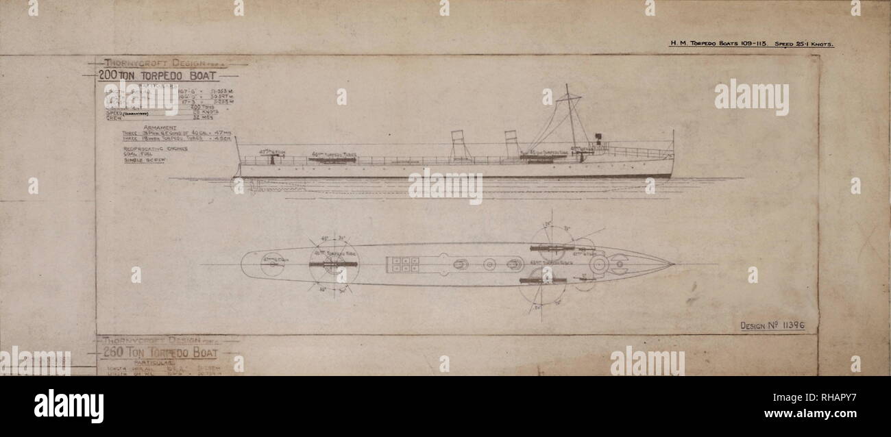 AJAX NEWS & FEATURE SERVICE - THORNYCROFT WARSHIP PLANS - TYPE;TORPEDO ...