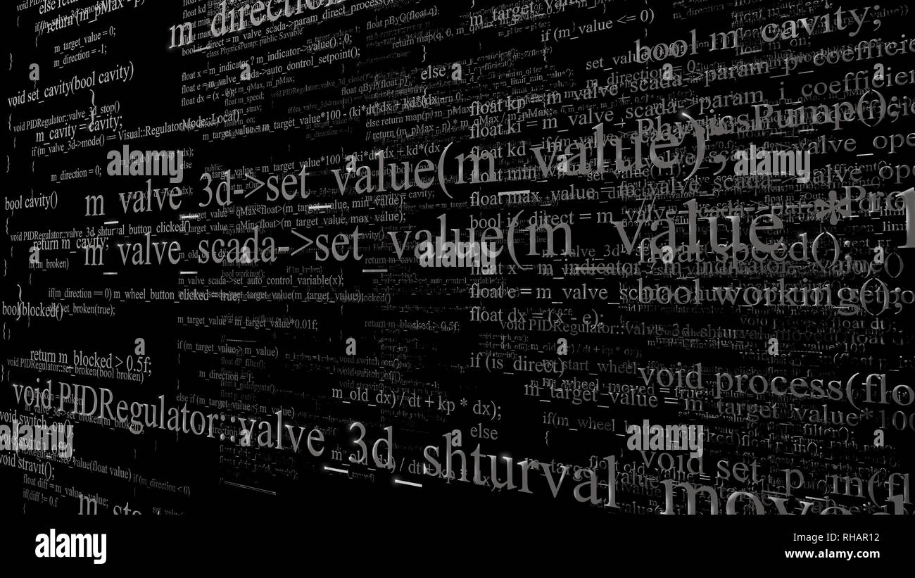 Software Source Code Layers Of Program Code On Black Background Stock 2236