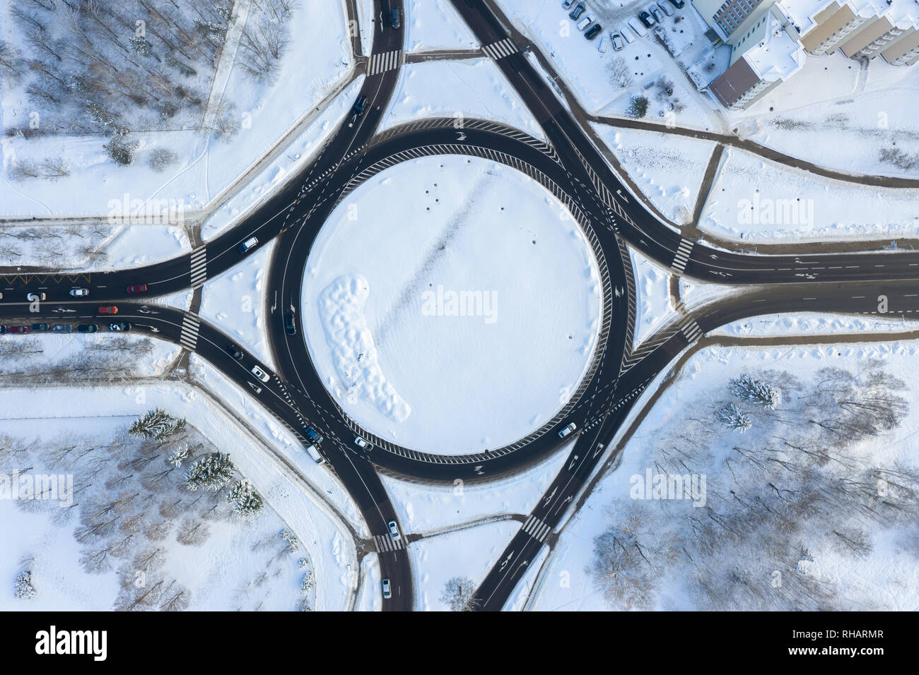 Aerial view road roundabout hi-res stock photography and images - Alamy