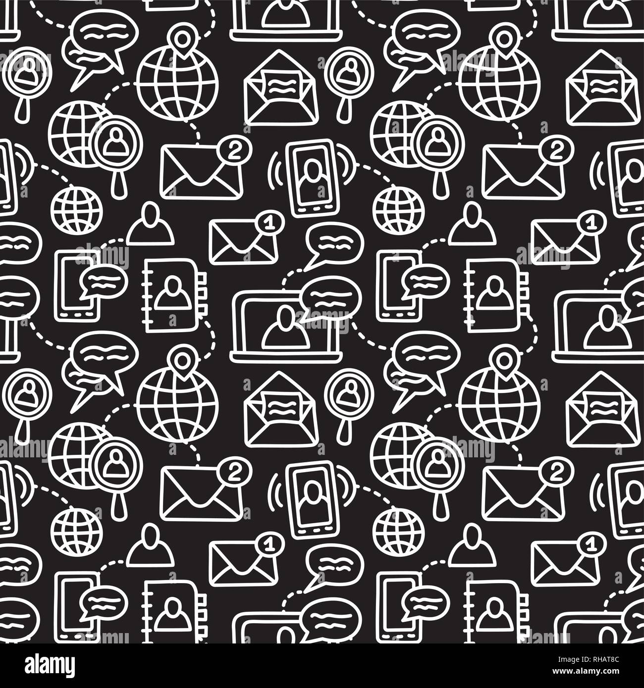 illustration of communication symbols seamless pattern Stock Vector ...