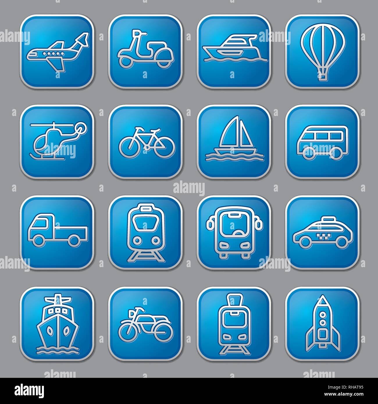 set of blue concept icons and buttons of transport Stock Vector Image ...