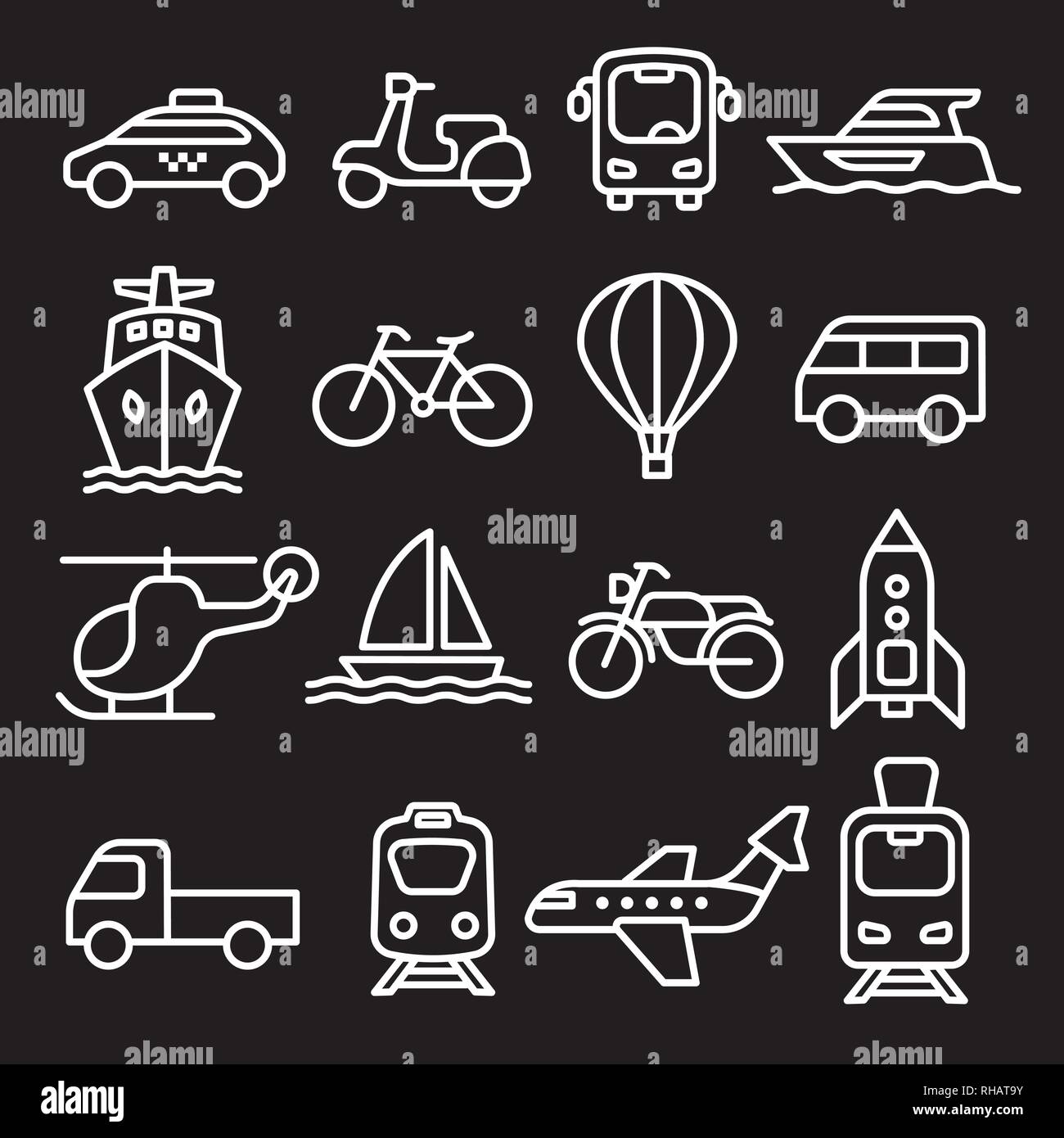 set of black white concept icons of transport Stock Vector Image & Art ...