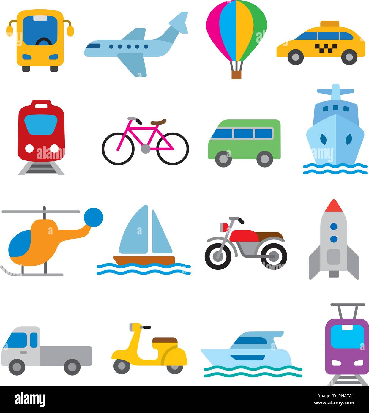 set of illustrations for concept icons of transport Stock Vector Image ...