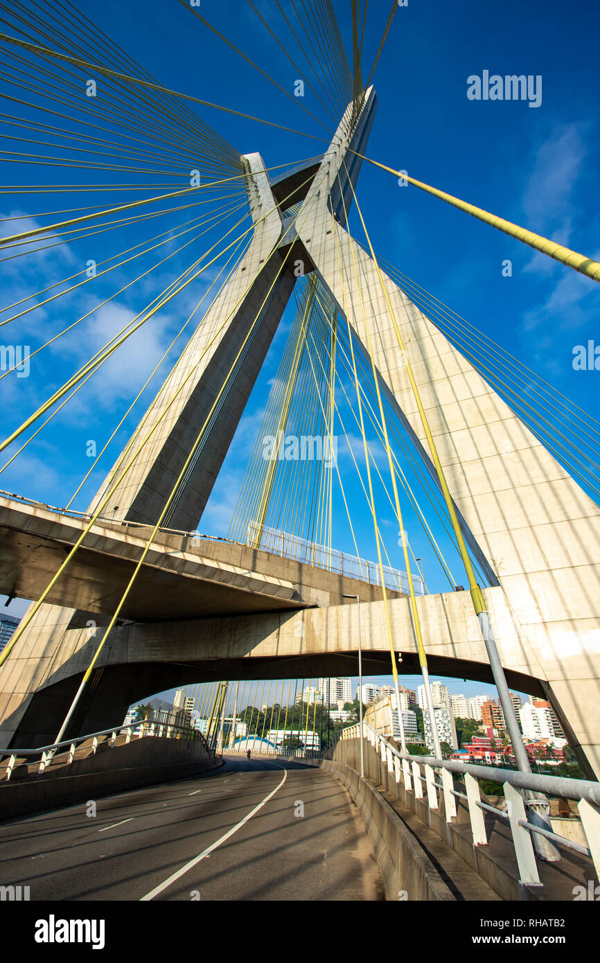 Cable-stayed bridge in the world. Sao Paulo Brazil, South America, the ...