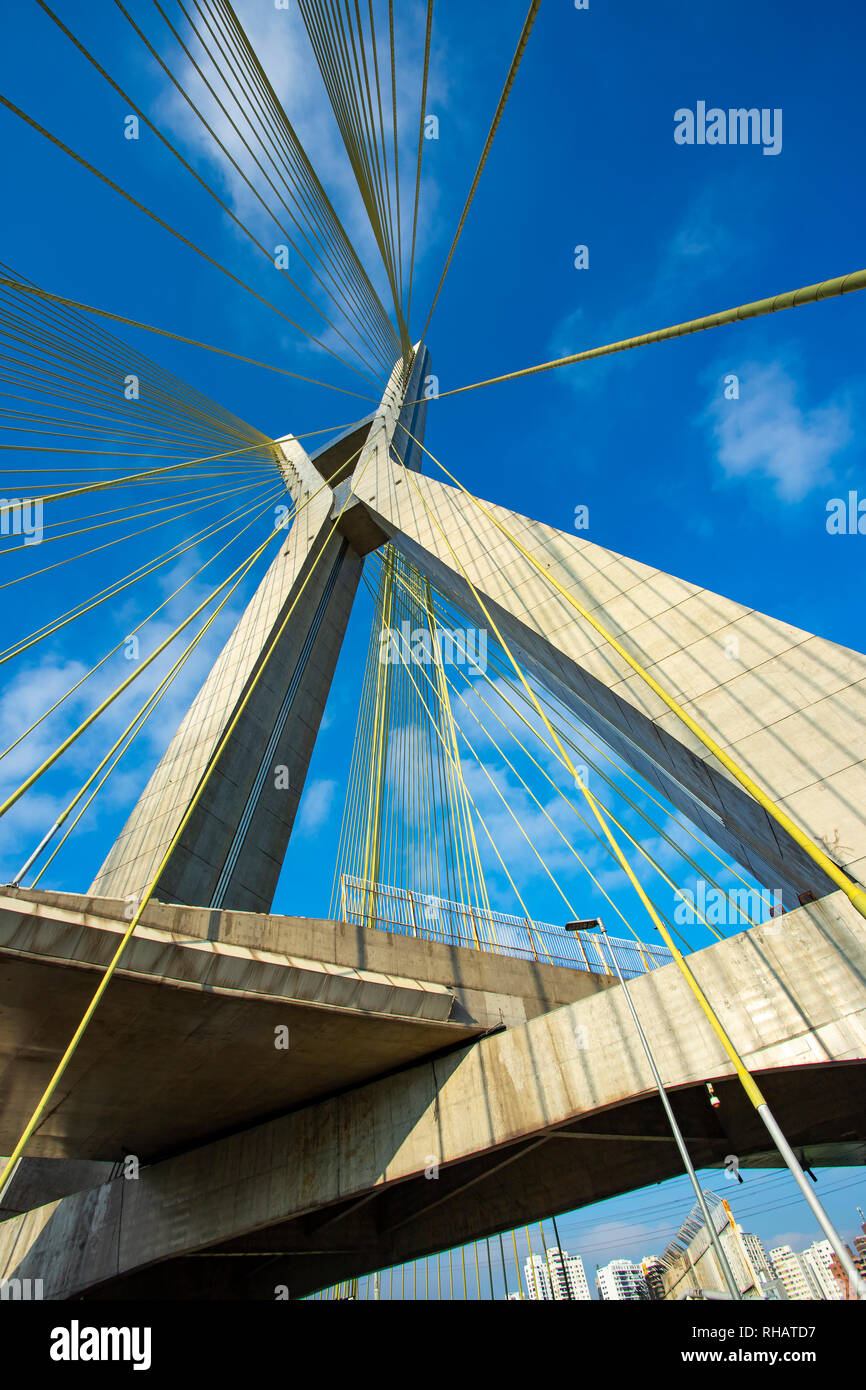 Cable-stayed bridge in the world. Sao Paulo Brazil, South America, the ...