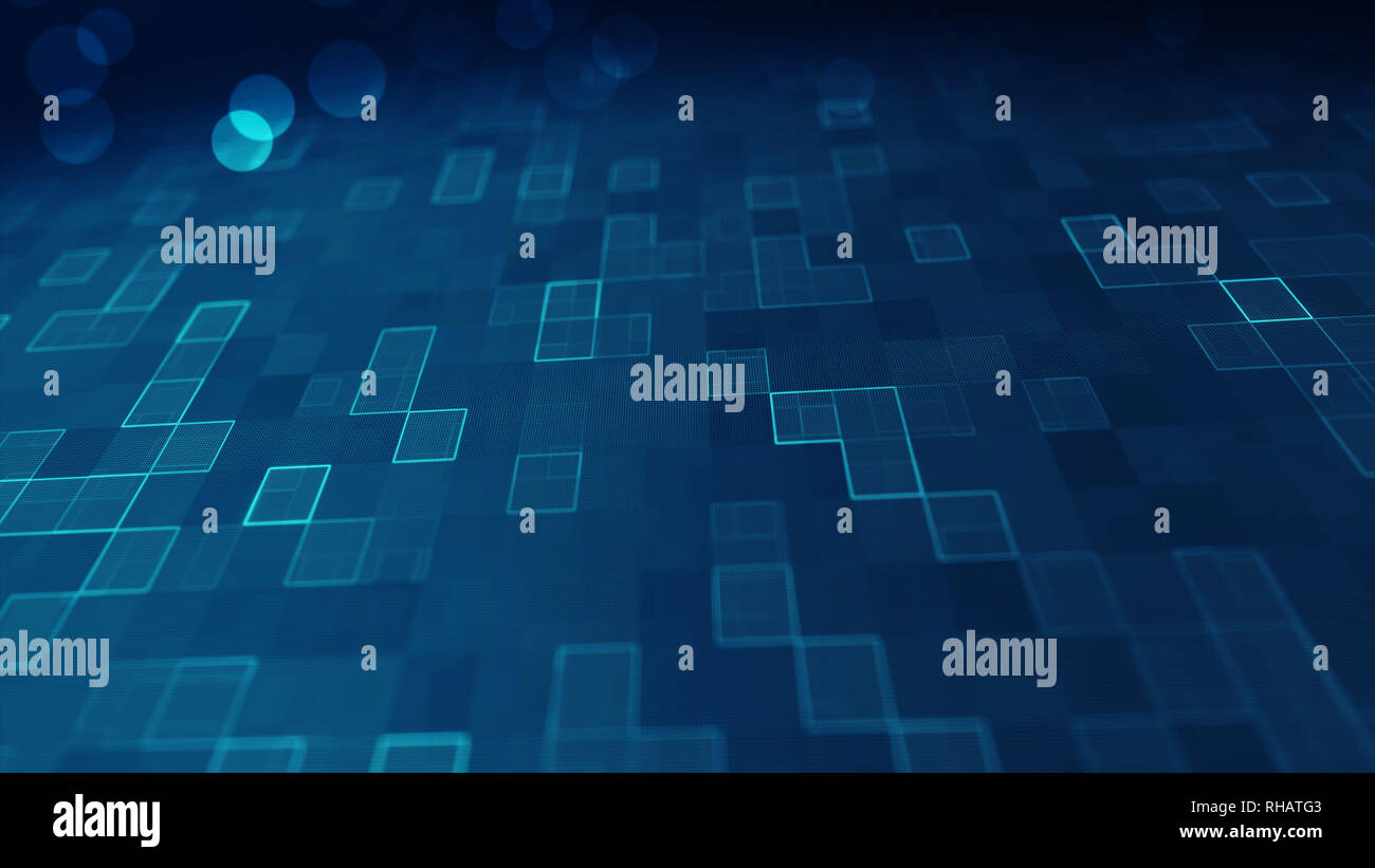 Blue big data digital background. Futuristic information technology concept. Computer generated ...