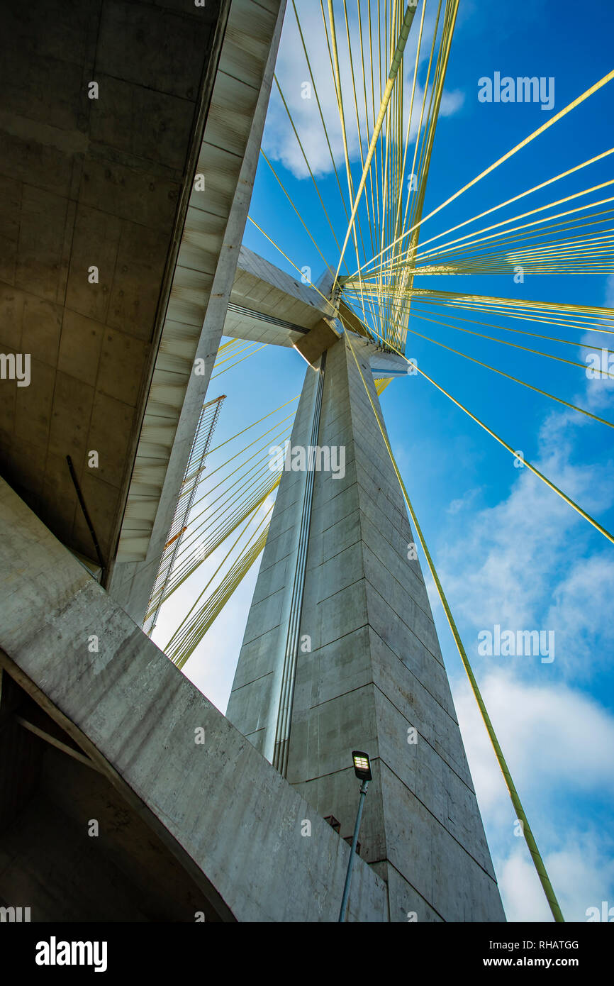 Modern architecture. Modern bridges. Cable-stayed bridge in the world ...