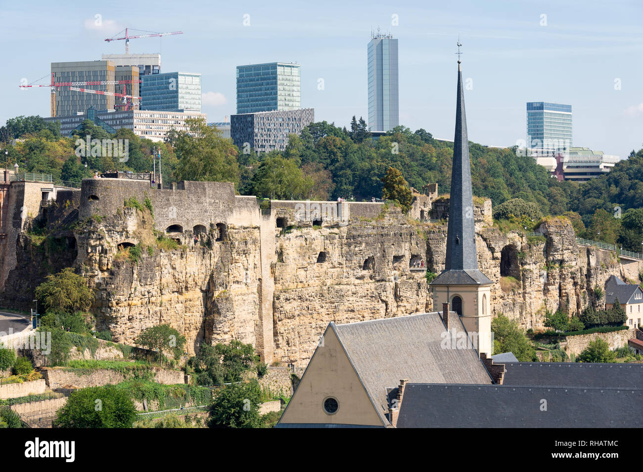 Luxembourg city, aerial view of the Old Town and Grund Stock Photo - Alamy
