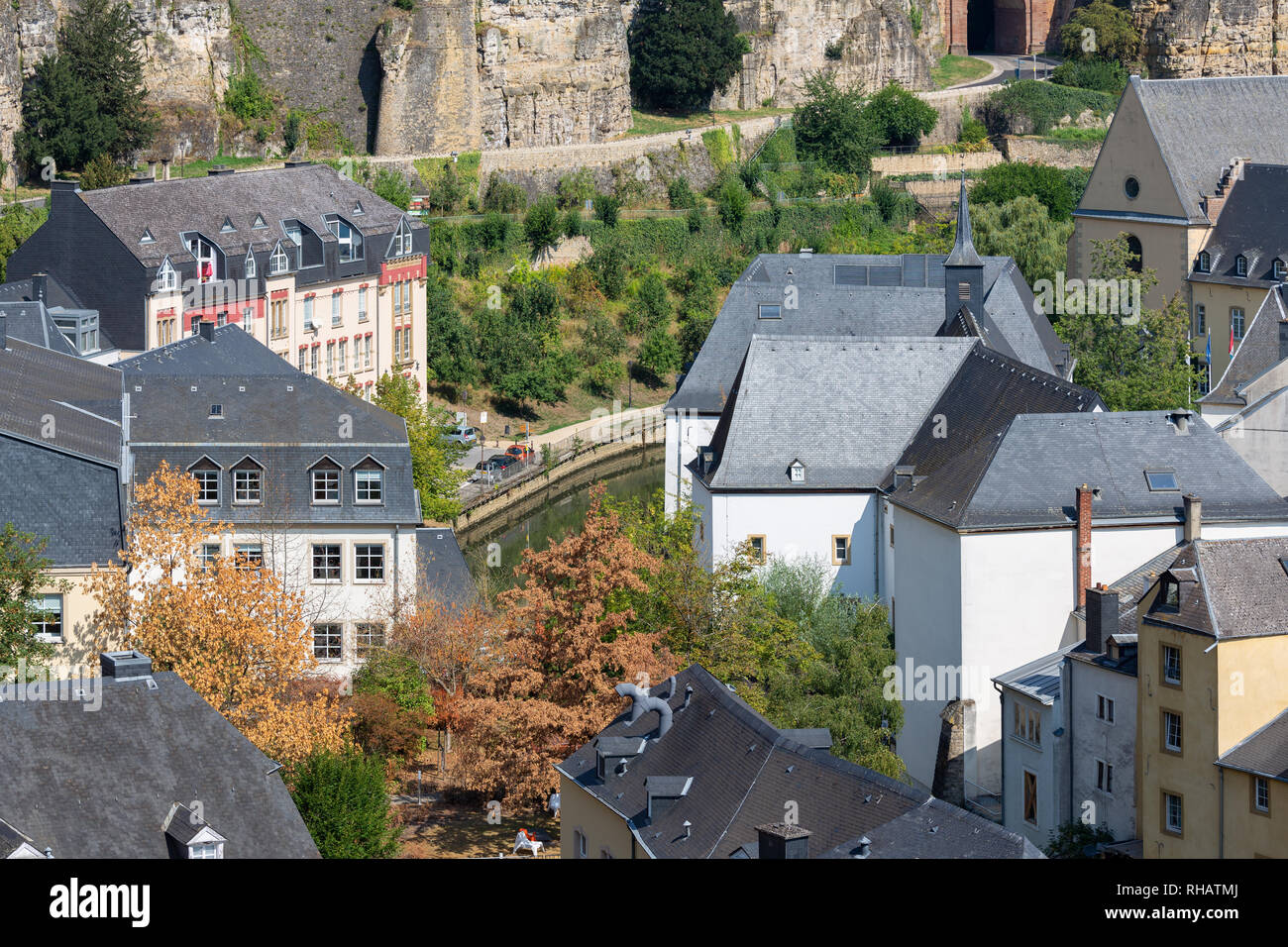Luxembourg city, aerial view of the Old Town and Grund Stock Photo - Alamy