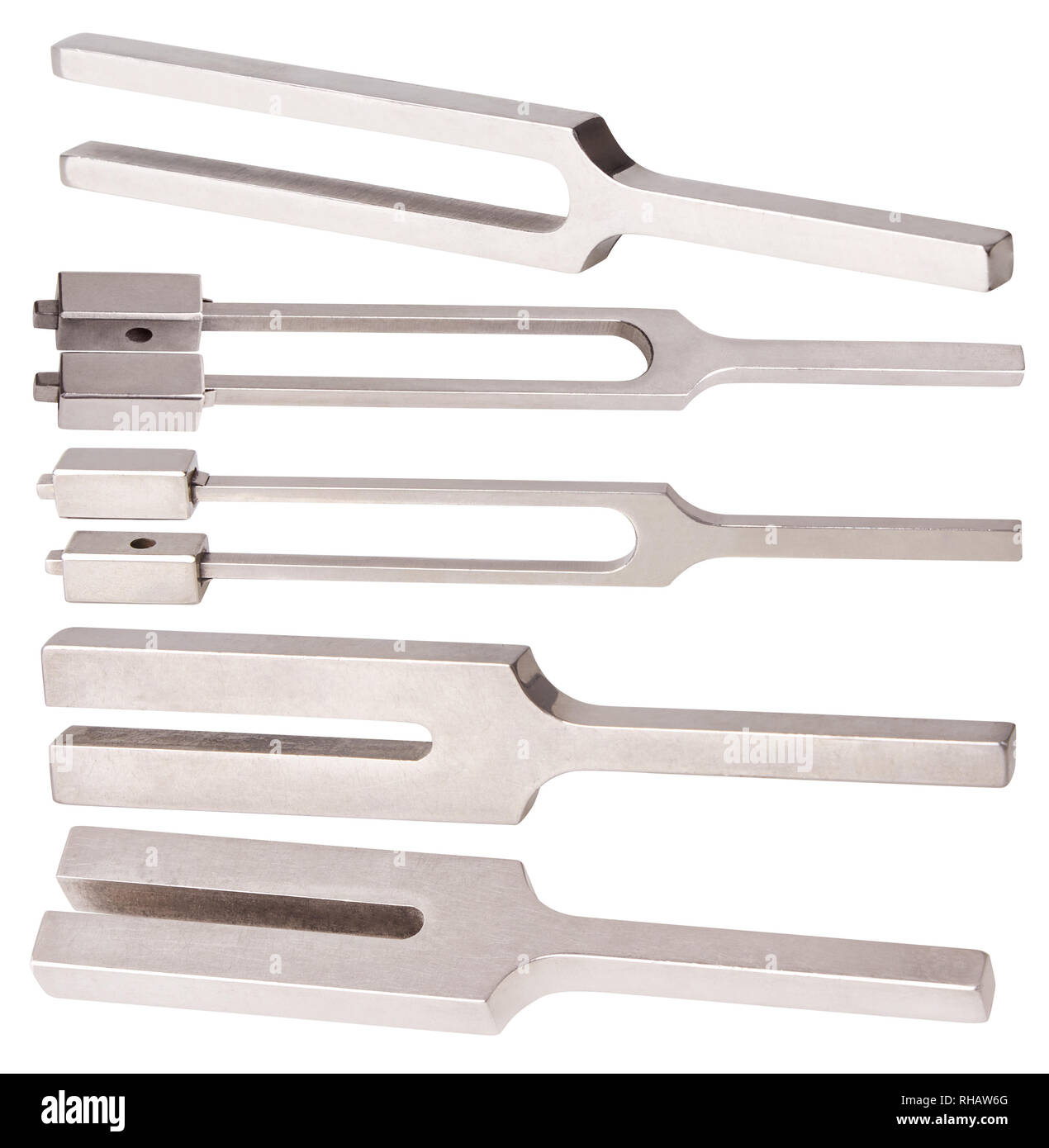 Set of Tuning Forks for hearing tests isolated. Medical equipment of ...