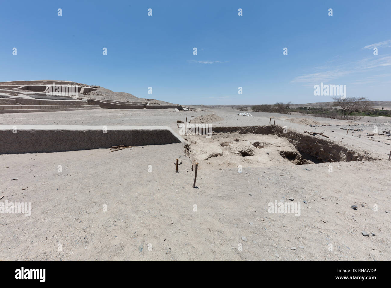 Pyramid of Cauachi, archaeological site In the Nazca region, Peru Stock ...