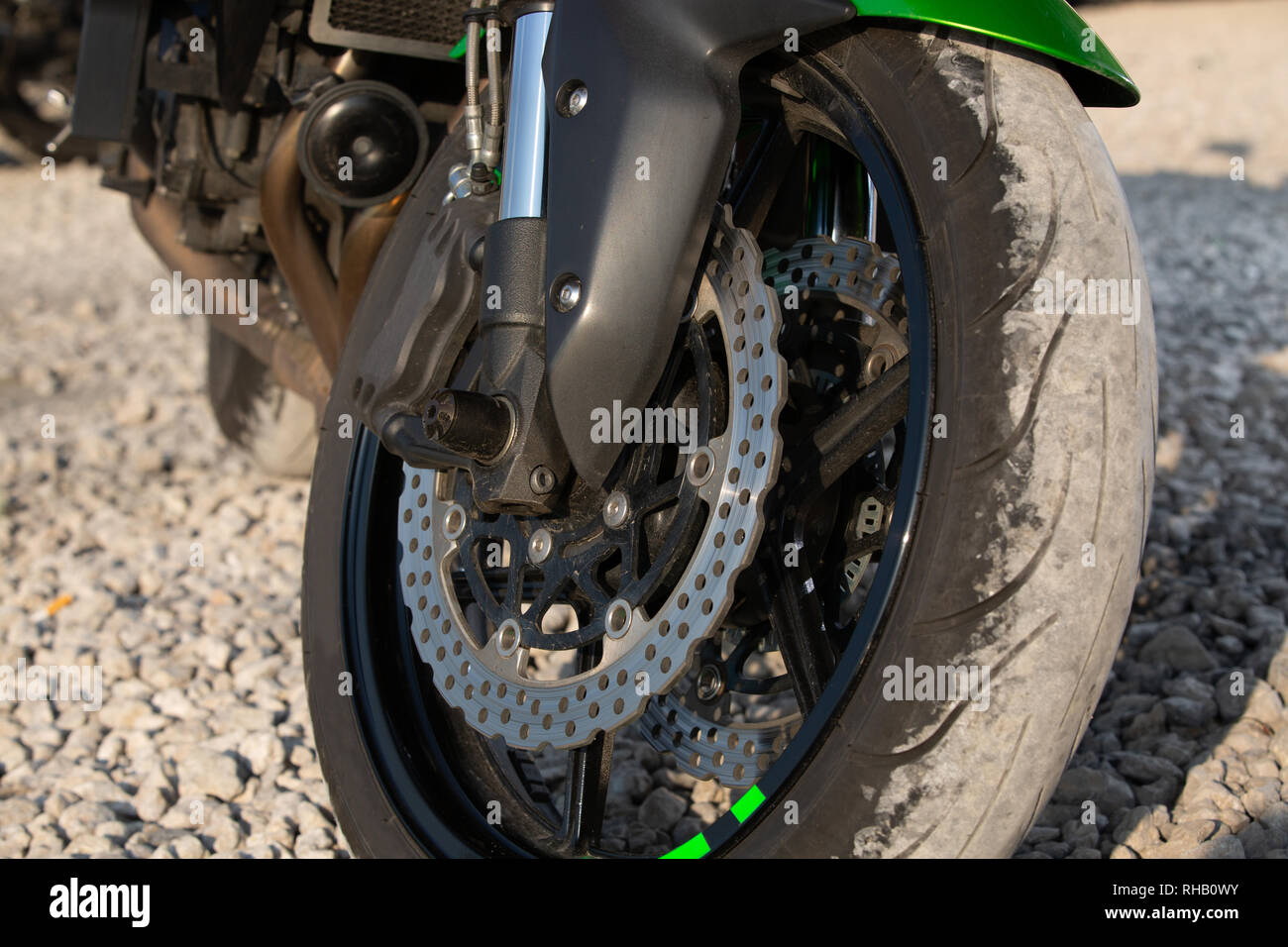 Detail Motorcycle wheel and Disc Brake ABS brakes part of the ...