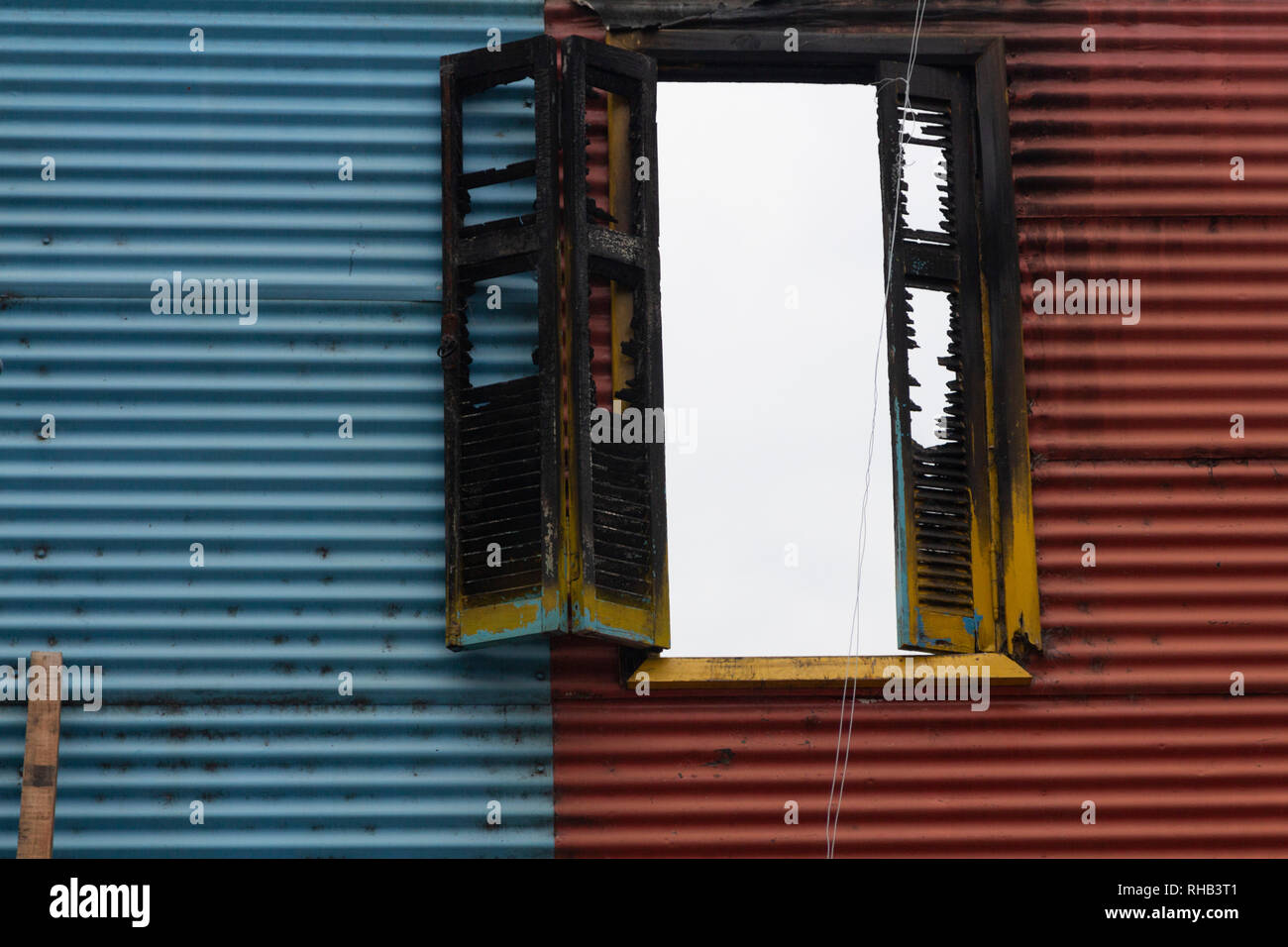 Detail of burning window of a colorful house in the famous landmark ...