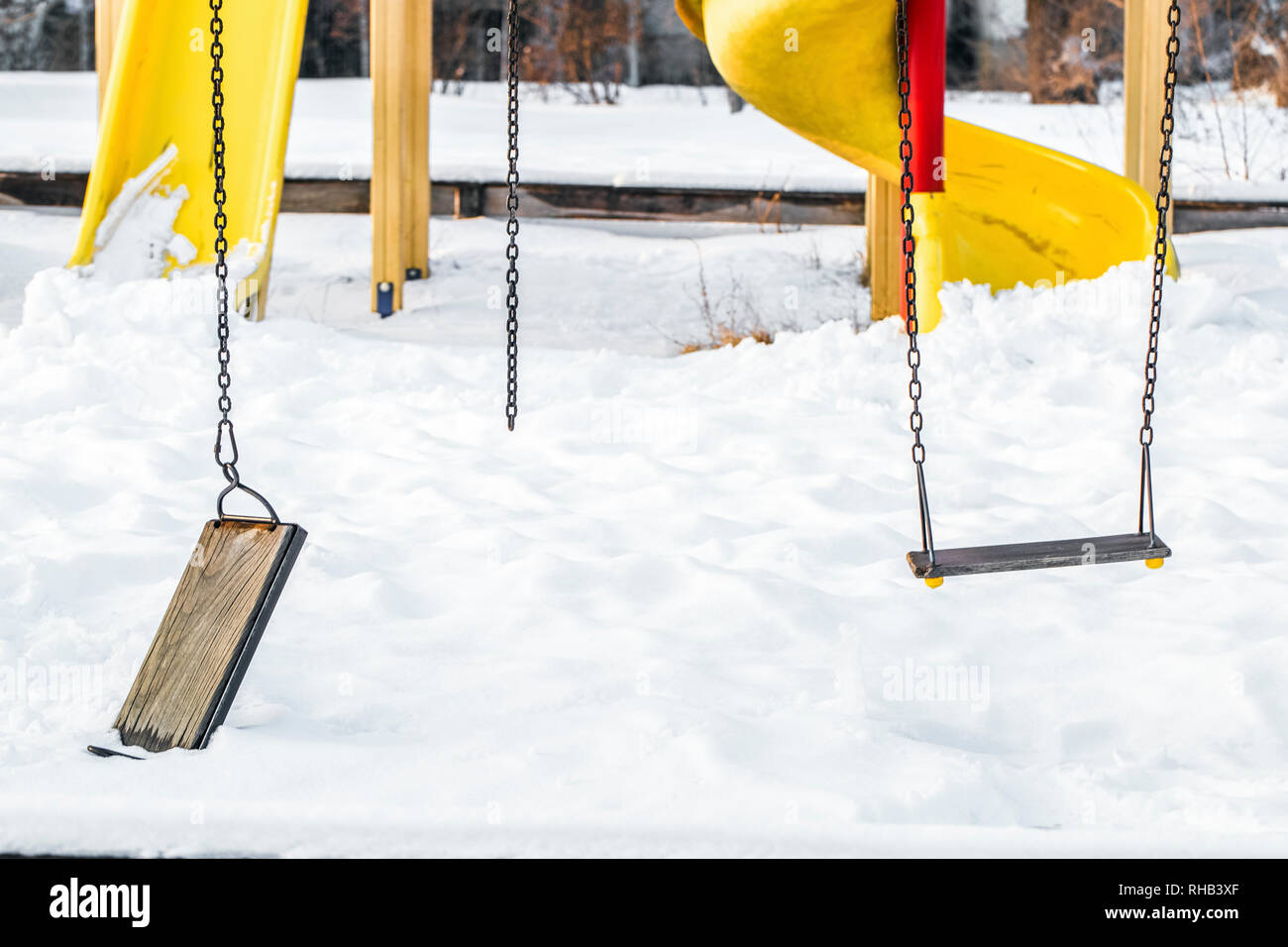 Broken swing and playground hi-res stock photography and images - Alamy