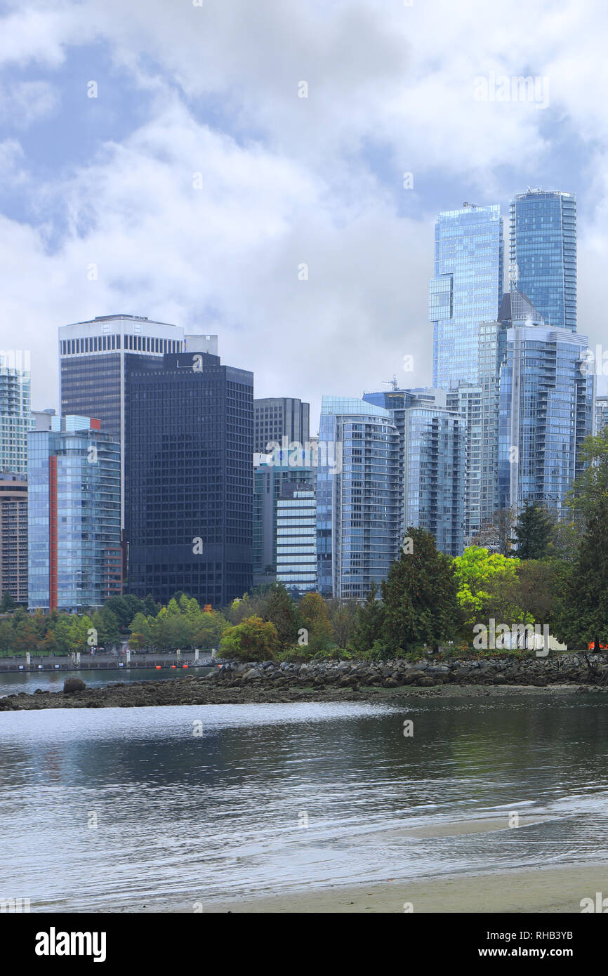 A Vertical view of the Vancouver, Canada skyline Stock Photo - Alamy