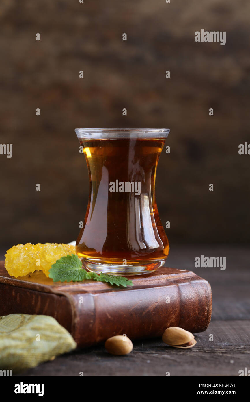 tea in a turkish cup, oriental traditions Stock Photo - Alamy