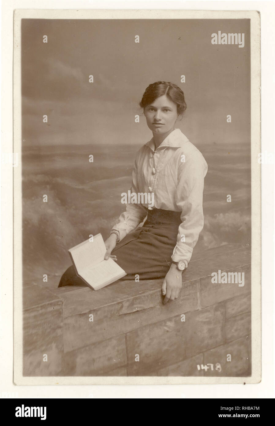 Early 1900's postcard studio portrait of attractive young woman posing ...