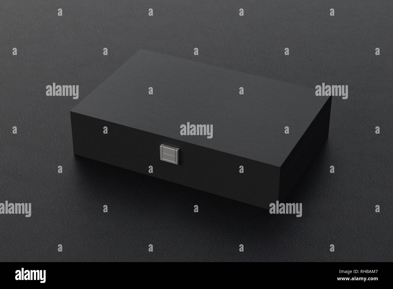 Black closed long box or casket on black background. 3d illustration ...