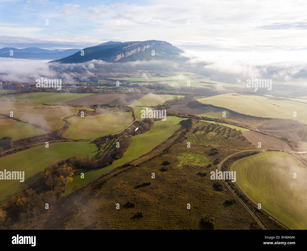 Aerial landscape of Navarre valleys and hills, North Spain Stock Photo ...